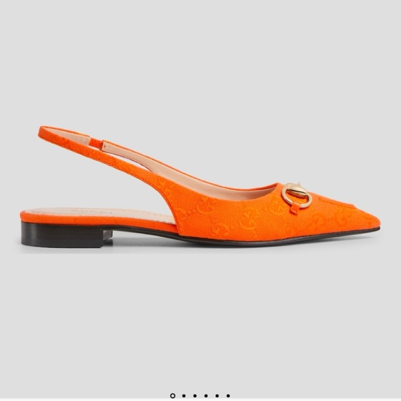 Gucci | Shoes | Gucci Orange Slingback Flats With Gold Accent | Poshmark